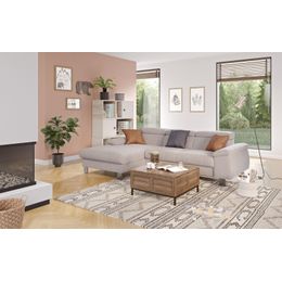 Ecksofa COTTA "Komaris L-Form, B: 244 cm", grau (elephant), B:244cm H:72cm T:166cm, 100% Polyester, Sofas, Ecksofa, mit Kopfteilverstellung, optional Bettfunktion, Bettkasten & Licht