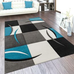 Teppich Paco Home "Diamond 665" Gr. 8, blau (t&uuml;rkis), B:300cm H:17mm L:400cm, Polypropylen (PP), Teppiche, Teppich, Karo Muster, 3D-Design, auch als L&auml;ufer, Wohnzimmer, Schlafzimmer