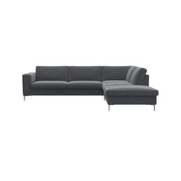 Ecksofa FLEXLUX "Fiore, super Sitzkomfort durch Kaltschaum im Sitz, L-Form", grau (soft grau), B:273cm H:85cm T:225cm, 100% Polyester, Sofas, Ecksofa, breite Armlehnen, F&uuml;&szlig;e Alu