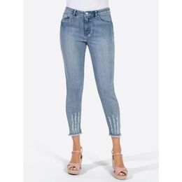 7/8-Hose Inspirationen, Damen, Gr. 38, Normalgr&ouml;&szlig;en, blau (blau, bleached), 78% Baumwolle, 20% Polyester, 2% Elasthan, unifarben, 7/8-L&auml;nge, Hosen 7/8-Hose