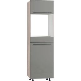 Backofen/K&uuml;hlumbauschrank Optifit "Bern", grau (basaltgrau, akaziefarben), B:60cm H:211,8cm T:58,4cm, Schr&auml;nke, Backofen/K&uuml;hlumbauschrank, 60 cm breit, 212 cm hoch, mit h&ouml;henverstellbaren Stellf&uuml;&szlig;en