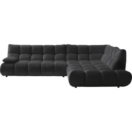 Ecksofa Home Affaire "Cozy Bubble, mit klappbarer Armlehne, Breite 324 cm", schwarz, B:324cm H:85cm T:211cm, 100% Polyester, Sofas, Ecksofa, mit eleganter Steppung, Rundumbezug & weicher Polsterung