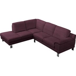 Ecksofa Egoitaliano "Shakira, Design und Sitzkomfort auf hohem Niveau, tolle Details", lila (plum), B:240cm H:84cm T:212cm, Sofas, Ecksofa, mit Ottomane, L-Form, elegante Metallf&uuml;&szlig;e