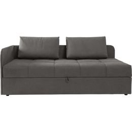Schlafsofa Alina "Marla", grau (grau eqe 79), B:205cm H:73cm T:95cm, Chenille EQE (100% Polyester), Sofas, Schlafsofa, inkl. Stauraum & 2 R&uuml;ckenkissen, Armlehne wahlweise links oder rechts