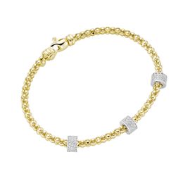 Armspange Smart Jewel "Armspange Himbeerkettenoptik, Rondelle mit Zirkonia Steinen, Silber 925", gold (silber, vergoldet bicolor), Armb&auml;nder, Damen, Silber 925 (Sterlingsilber), Armspange