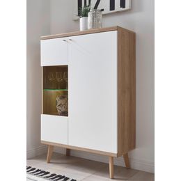 Vitrine Home Affaire "Merle", wei&szlig; (eiche riviera nb, wei&szlig; matt), B:90cm H:134cm T:40cm, Holzwerkstoff, Schr&auml;nke, Vitrine, Scandi Design, H&ouml;he 134 cm
