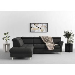 Sit & More Ecksofa SIT & MORE "Marano L-Form", grau (anthrazit), B:252cm T:216cm, 100% Polyester, Sofas, Ecksofa, inklusive Kopfteilverstellung, wahlweise mit Bettfunktion, Bettkasten