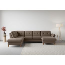 Sit & More Wohnlandschaft SIT & MORE "G&ouml;teborg", braun (nuss), B:327cm H:90cm T:226cm, Sofas, Wohnlandschaft, inkl. Sitztiefenverstellung, wahlweise mit Bettfunktion & Bettkasten