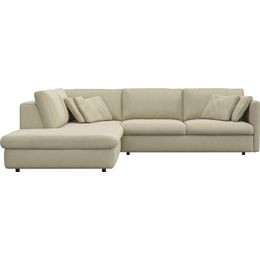 Ecksofa FLEXLUX "Lovane, elegant und zeitlos, bequem, L-Form", beige (sandy beige), B:295cm H:84cm T:272cm, 100% Polyester, Sofas, Ecksofa, Weich & anschmiegsam, gro&szlig;e Sitztiefe auf Kaltschaum, Dekokissen inkl.