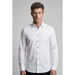 Langarmhemd OLYMP "No 6", Herren, Gr. 43, N-Gr, wei&szlig;, Web, Obermaterial: 100% Baumwolle, unifarben, sehr schmal normal, 2-Knopf-Manschette, Hemden Langarmhemd, Businesshemd, super slim fit, New York Kentkragen