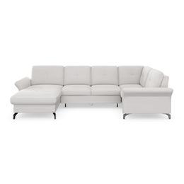 Wohnlandschaft Home Affaire "Calando U-Form", silber, B:326cm H:91cm T:188cm, 98% Polyester 2% Polyamid, Sofas, Wohnlandschaft, wahlweise mit Bettfunktion, Bettkasten und Armteilfunktion