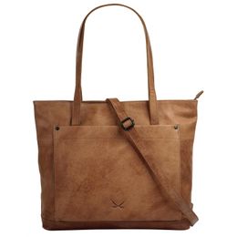 Shopper Sansibar, Damen, Gr. B/H/T: 36cm x 31cm x 8cm onesize, cognac, Leder, leicht gl&auml;nzend, unifarben, Taschen Shopper, echt Leder
