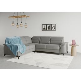 Sit & More Ecksofa SIT & MORE "Sinatra L-Form", grau (steel), B:251cm H:85cm T:231cm, 100% Polyester, Sofas, Ecksofa, optinal mit Kopfteilverstellung und Armteilfunktion, Metallf&uuml;&szlig;e