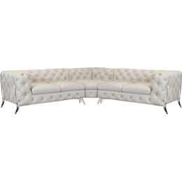 Chesterfield-Sofa Home Affaire "Amaury L-Form", beige, B:264cm H:75cm T:262cm, Struktur (100% Polyester);Samtoptik (100% Polyester), Sofas, Chesterfield-Sofa, Chesterfield-Optik, Breite/Tiefe je 262 cm, Fu&szlig;farbe w&auml;hlbar