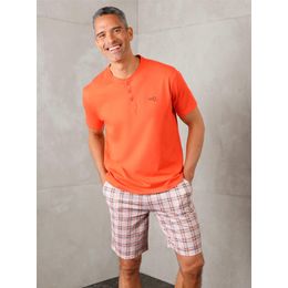 w&auml;schepur Shorty W&Auml;SCHEPUR, Herren, Gr. 44/46, orange (orange, grau, kariert), 100% Baumwolle, Homewear-Sets Shorty
