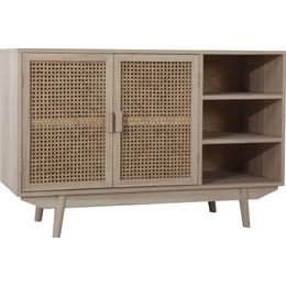 Sideboard Salesfever "Vejle Charmante Kommode f&uuml;r Stauraum", beige (natur), B:100cm H:65cm T:36cm, Furnier, Geflecht Rattan, MDF, Sideboards, Sideboard, Charmante Kommode mit Rattan-Wiener-Geflecht T&uuml;rfronten