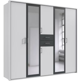 Kleiderschrank wimex "Diver Dreht&uuml;renschrank mit Spiegel, 180, 225 o. 270cm breit", wei&szlig; (wei&szlig;, graphit, griffe alu), B:225cm H:207cm T:58cm, Schr&auml;nke, Kleiderschrank, Bestseller Schlafzimmerschrank wahlweise 3 Innenausstattungen