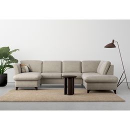 Wohnlandschaft Home Affaire "Trelleborg U-Form", grau (steel), B:307cm H:86cm T:213cm, 95% Polyester, 5% Polyamid, Sofas, Wohnlandschaft, wahlweise mit Bettfunktion und Bettkasten, inkl. Federkern-Polsterung