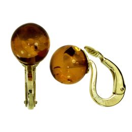 Paar Ohrclips OSTSEE-SCHMUCK "- Kugel 10 mm - Gold 333/000 - Bernstein" Gr. 18, gold (gold 333, goldfarben, gelb), Ohrringe, Damen, Gelbgold 333, Paar Ohrclips