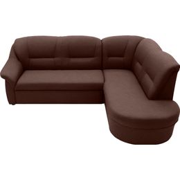 Ecksofa DOMO collection "Faenza f&uuml;r kleine R&auml;ume, Stellma&szlig;e 232x176cm, komfortabel, L-Form", braun (dunkelbraun), B:232cm H:88cm T:176cm, 100% Polyester, Sofas, Ecksofa, mit Ottomane, zeitlos, elegante Armlehnen, wahlweise mit Bettfunktion