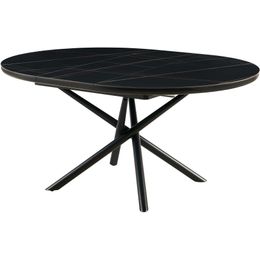 Esstisch Salesfever "Stuttgart Esstisch f&uuml;r stilvolles Speisen", schwarz (schwarz, schwarz, schwarz), B:120cm H:76cm T:120cm, MDF, Metall, Keramik, Tische, Esstisch, rund, Keramik, ausziehbar auf 120 - 160 cm