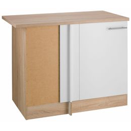 Eckunterschrank Optifit "Kalmar", wei&szlig;, B:100cm H:85cm T:60cm, Schr&auml;nke, Eckunterschrank, Planungsma&szlig; 110 x 60 cm
