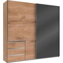Schwebet&uuml;renschrank wimex "Level by fresh to go", grau (plankeneichefarben, grauglas), B:250cm H:236cm T:65cm, Schr&auml;nke, Schwebet&uuml;renschrank, mit Glast&uuml;r