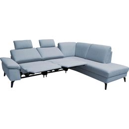 Ecksofa Alina, blau (hellblau gba 6), B:243cm H:118cm T:210cm, Struktur GBA (100% Polyester), Sofas, Ecksofa, inkl. Kopfst&uuml;tzen, wahlweise mit Relaxfunktion, Breite: 243 cm