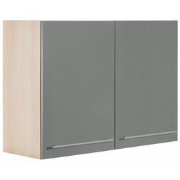 H&auml;ngeschrank Optifit "Bern", grau (basaltgrau, akaziefarben), B:100cm H:70,4cm T:34,9cm, Schr&auml;nke, H&auml;ngeschrank, Breite 100 cm, 70 cm hoch, 2 T&uuml;ren, mit Metallgriffen