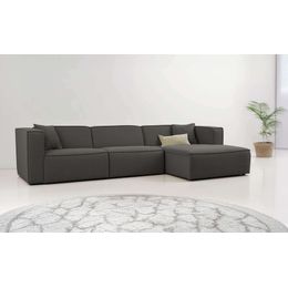 Ecksofa OTTO HOME "Tammie", grau (gray), B:312cm H:73cm T:154cm, 100% Polyester, Sofas, Ecksofa, Breite 312 cm, Webstoff fein, bodentief, mit Wellenunterfederung