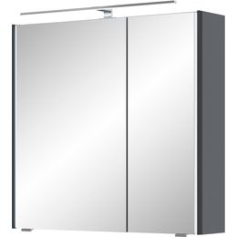 Spiegelschrank SAPHIR "Serie 7045 Badezimmer-Spiegelschrank inkl. LED-Beleuchtung, 2 T&uuml;ren", grau (stahlgrau), B:73,2cm H:70,3cm T:17cm, Holzwerkstoff, Schr&auml;nke, Spiegelschrank, Badschrank 73,2 cm breit, inkl. LEDplus Schalter und T&uuml;rd&auml;mpfer
