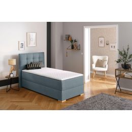 Boxbett Home Affaire "Olivet mit Bettkasten", blau (petrol), B:104cm L:210cm, Komplettbetten, Boxbett, in 4 Farben, 4 Breiten, 2 Matratzenarten, auch in &Uuml;berl&auml;nge 220 cm