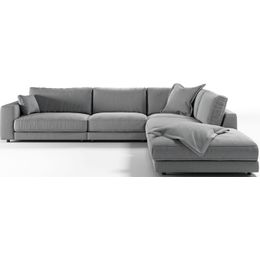 Ecksofa 3C CANDY "Enisa II, bequem und komfortabel, gro&szlig;es Familiensofa, L-Form", grau, B:365cm H:86cm T:322cm, 85% Polyester, 15% Viskose, Sofas, Ecksofa, incl. 3 Flatterkissen, wahlweise mit Flecken-Schutz-Bezug Easy care