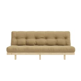Schlafsofa Karup Design "Lean 200 Schlafsofa, G&auml;stebett, Sofa mit Futonmatratze", gelb (wheat beige), B:200cm H:73cm T:100cm, Bezug: 80% Baumwolle, 20% Polyester, Sofas, Schlafsofa, Inkl. Futonmatratze, Liegefl&auml;che 130x200 cm, FSC zertifizierte Kiefer