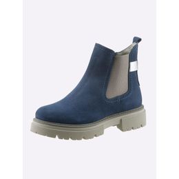 Stiefelette Heine, Damen, Gr. 41, blau, Leder, Veloursleder, Schuhe Stiefelette
