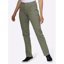 Bequeme Jeans Casual Looks, Damen, Gr. 23, Kurzgr&ouml;&szlig;en, gr&uuml;n (khaki), 98% Baumwolle, 2% Elasthan, unifarben, lang, Jeans Bequeme Jeans