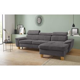 Ecksofa exxpo - SOFA FASHION "Enya, aufwendige Detailverarbeitung, hoher Sitzkomfort, bequem, L-Form", grau (taupe), B:280cm H:79cm T:167cm, Luxus-Microfaser Vintageoptik (100% Polyester);Webvelours (92% Polyester, 8% Nylon), Sofas, Ecksofa, inkl. Kopfteilverstellung, wahlweise mit Bettfunktion und Bettkasten