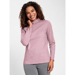 Rollkragenshirt Casual Looks "Rollkragen-Shirt", Damen, Gr. 48, rosa (ros&eacute;), 95% Baumwolle, 5% Elasthan, unifarben, Shirts Rollkragenshirt