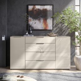 HBZ-MEBLE Kommode HBZ "Santorin, BxHxT 180x99x40 cm", beige (kaschmir), B:180cm H:99cm T:40cm, Holzwerkstoff, Sideboards, Kommode, Breite 180cm, Softclose f&uuml;r T&uuml;ren und Schubk&auml;sten, Melaminbeschichtung