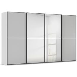 Schwebet&uuml;renschrank Rauch "Kleiderschrank Schrank Garderobe Schlafzimmerschrank SCALE-DUO", grau (seidengrau, griffleisten schwarz), B:360cm H:223cm T:68cm, Holzwerkstoff, Schr&auml;nke, Schwebet&uuml;renschrank, edle zweigeteilte T&uuml;ren, Spiegel und 3 Zierleisten MADE IN GERMANY