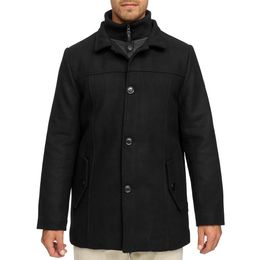 Wolljacke INDICODE "INLunik", Herren, Gr. S, schwarz, Web, Obermaterial: 50% Wolle, 50% Polyester, unifarben, regular fit, Jacken Wolljacke