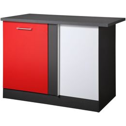Eckunterschrank KOCHSTATION "KS-Paris", grau (rot, graphit), B:110cm H:85cm T:60cm, Holzwerkstoff, Schr&auml;nke, Eckunterschrank, Breite 110 cm