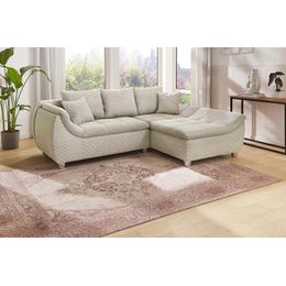 Jockenh&ouml;fer Ecksofa JOCKENH&Ouml;FER GRUPPE "Genua L-Form, B: 250 cm", grau (grau, beige), B:250cm H:92cm T:179cm, Cord: 100% Polyester, Sofas, Ecksofa, mit 2 Zierkissen