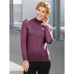 Stehkragenpullover Casual Looks "Pullover", Damen, Gr. 50, lila (brombeer), 100% Polyacryl, unifarben, figurumspielend, Pullover Stehkragenpullover