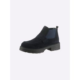 Stiefelette Heine, Damen, Gr. 37, blau (marine), Leder, Rindsleder, Veloursleder, Schuhe Stiefelette