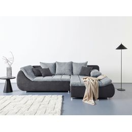 Ecksofa Home Affaire "Imola, elegant und modern, aktuelle Steppung im Sitz, bequem, L-Form", silber (anthrazit, silber), B:271cm H:90cm T:104cm, Sofas, Ecksofa, frei im Raum stellbar, wahlweise mit Bettfunktion und Bettkasten