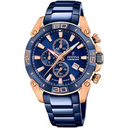 Chronograph Festina "Special Edition", blau (dunkelblau), Armbanduhren, Herren, Chronograph, Quarzuhr, Armbanduhr, Herrenuhr, Edelstahlarmband, Datum,Stoppfunktion
