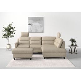 Sit & More Ecksofa SIT & MORE "Far&ouml; L-Form", beige, B:251cm H:90cm T:187cm, Sofas, Ecksofa, inklusive Federkern, wahlweise mit Bettfunktion und Bettkasten