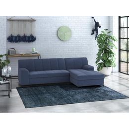 Ecksofa Home Affaire "Balme L-Form", blau (dunkelblau), B:239cm H:75cm T:152cm, 100% Polyester, Sofas, Ecksofa, Inkl. Zierkissen, wahlweise mit Bettfunktion