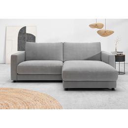 Ecksofa Home Affaire "Ecksofa Jiro, L-Form, gro&szlig;e Sitztiefe, Breite 226 cm", platin, B:226cm H:85cm T:190cm, 100% Polyester, Sofas, Ecksofa, lose Sitz- & R&uuml;ckenkissen, weicher Polsteraufbau, komfortabel & modern